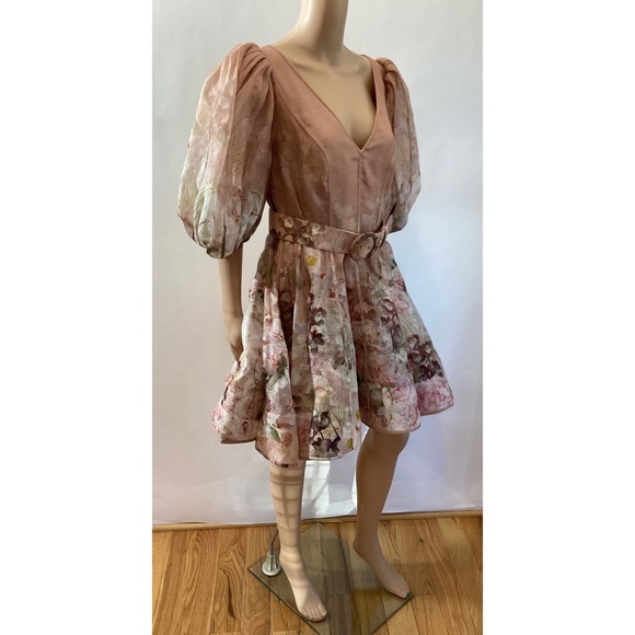 Zimmermann | Dresses | Zimmermann Dancer Floral Puff Sleeve Dress Sz 3 ...
